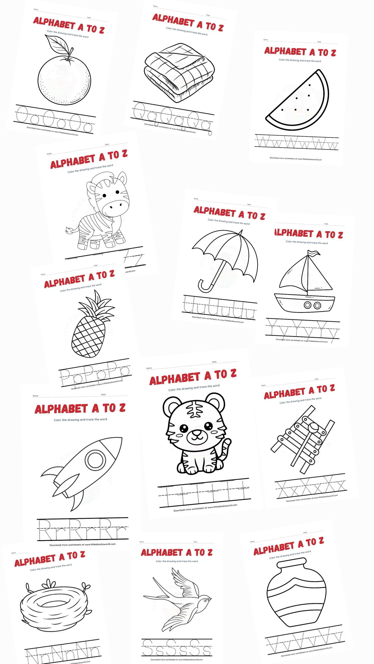 Alphabet Aa to Zz Coloring (Printables) - Little's Books World